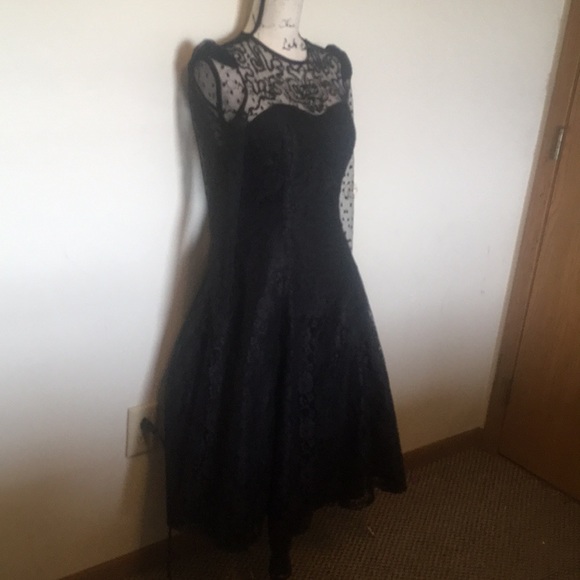 Vintage | Dresses | Vintage Black 8s Punk Lace Dress Size 78 | Poshmark